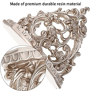 DOITOOL 1PC Resin Floating Wall Shelf Wall Mounted Decorative Display Wall Organizer Retro Hollow Flower Carving Wall Art Decoration Flower Pot Stand Champagne Gold