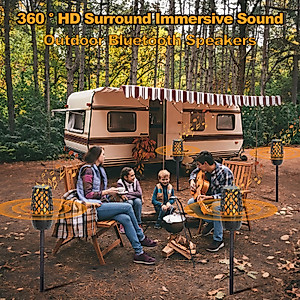 Outdoor Bluetooth Speakers, Outdoor Speakers Bluetooth Waterproof Patio, Outdoor Speaker with lights Multi-Sync up to 100 Speakers 10 Watt Enhanced Bass 360° HD Stereo Sound Blueooth Speakers