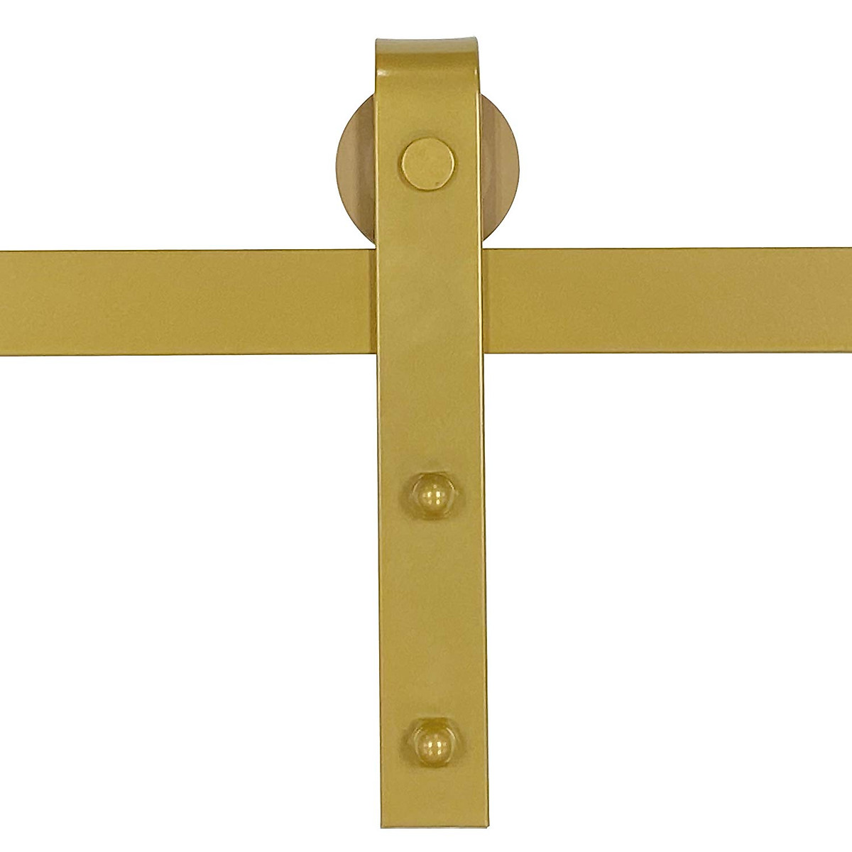 72 in. Classic Gold Finish Brass Bent Strap Barn Style Sliding Wood Door Track and Hardware Set