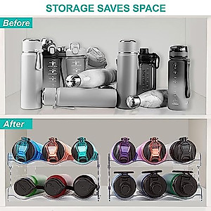 TYigao Water Bottle Organizer,4 Pack Stackable Cup Organizer for Cabinet,Countertop, Pantry and Fridge, Free-Standing Tumbler Kitchen Storage Holder for Wine and Drink Bottles,Clear Plastic