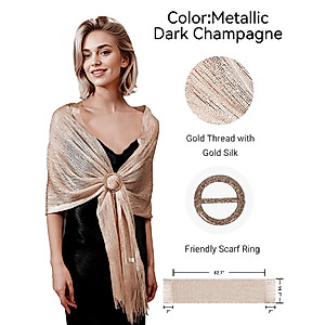 MissShorthair Women's Sparkle Shawls and Wraps for Party Dresses 01 Champagne Gold