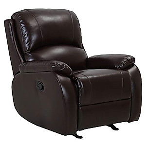 Amazon Brand – Ravenna Home Oakesdale Contemporary Glider Recliner, 35.4"W, Faux Leather, Dark Brown