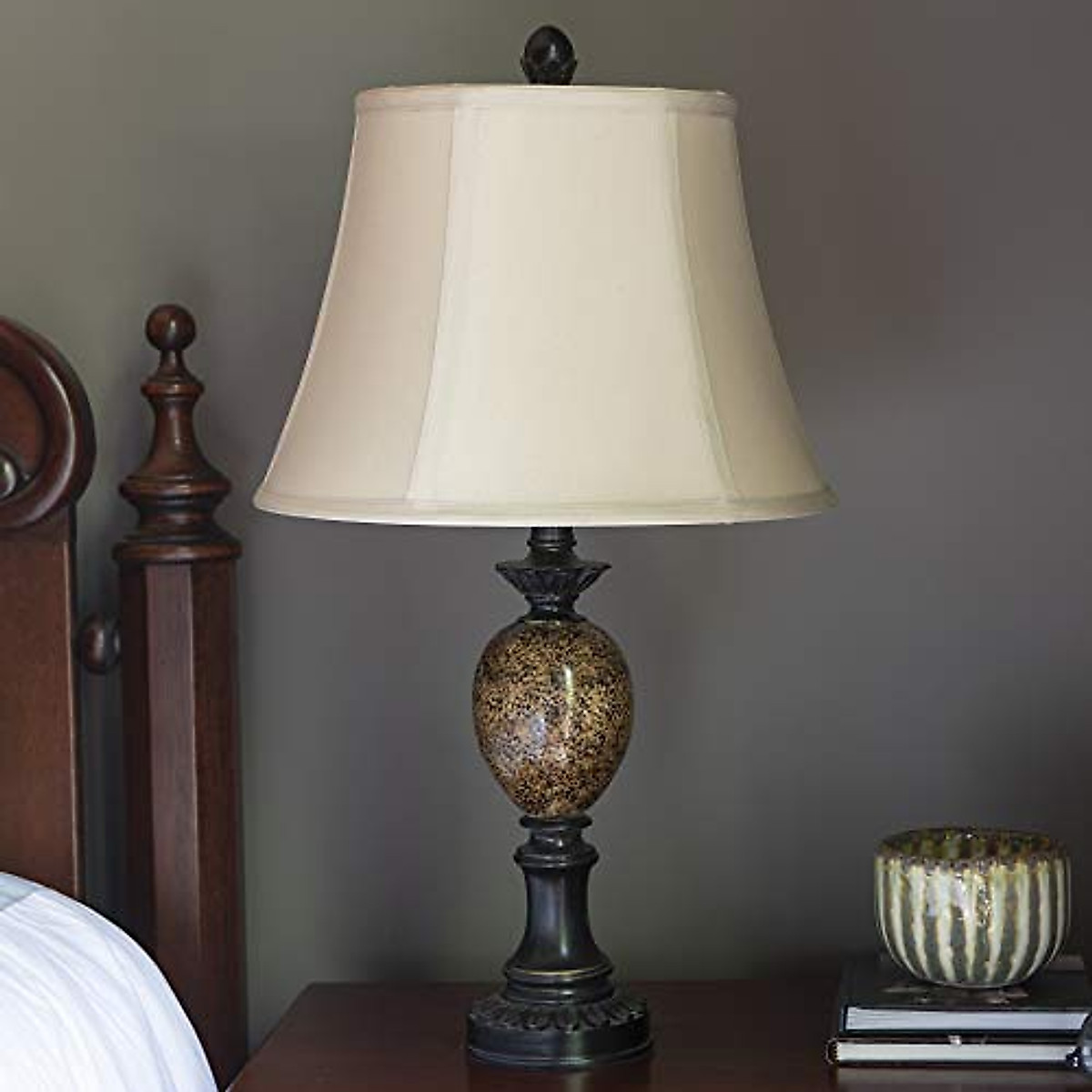Decor Therapy Mae Resin and Marble Table Lamp, Bronze
