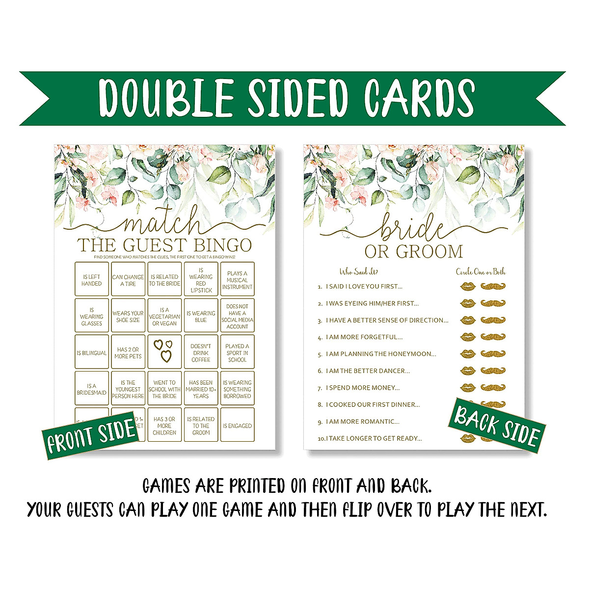 All Ewired Up Bridal Shower Bachelorette Games, Floral Watercolor Greenery Sage Gold Blush, He Said She Said, Find The Guest Quest, Would She Rather, What's in Your Phone Game, 25 Games Each…