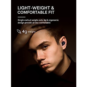 QCY HT01C Hybrid Active Noise Cancelling Wireless Earbuds, in-Ear Detection Headphones, IPX6 Waterproof Bluetooth 5.1 Stereo Earphones, Light-Weight, Immersive Sound Premium Deep Bass Headset