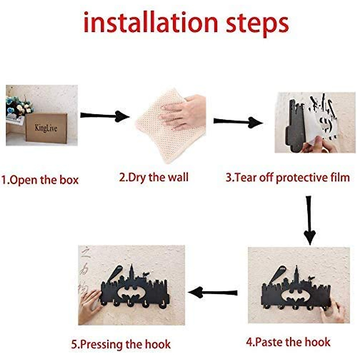 Musical Instrument Drum kit Key Hook Wall Door Clothes Coat Hat Hanger Key Holder with 5 Hooks Strong Adhesive Sticker Wood Hook,Drummer Gift,Brithday Gift.