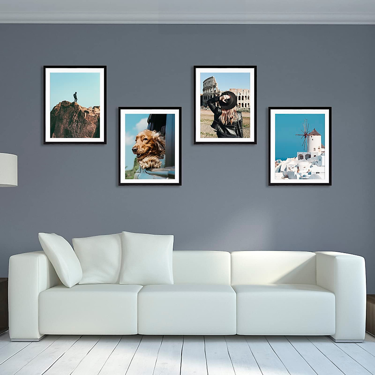 4 Pack 12x16 Picture Frame Wood Diamond Painting Frames 30x40cm Diamond Art Frame Display 10x14 in/ 25x35cm with Mat or 12x16 in/ 30x40 cm Without Mat Photo Gallery Frame Set for Wall Hanging - Black