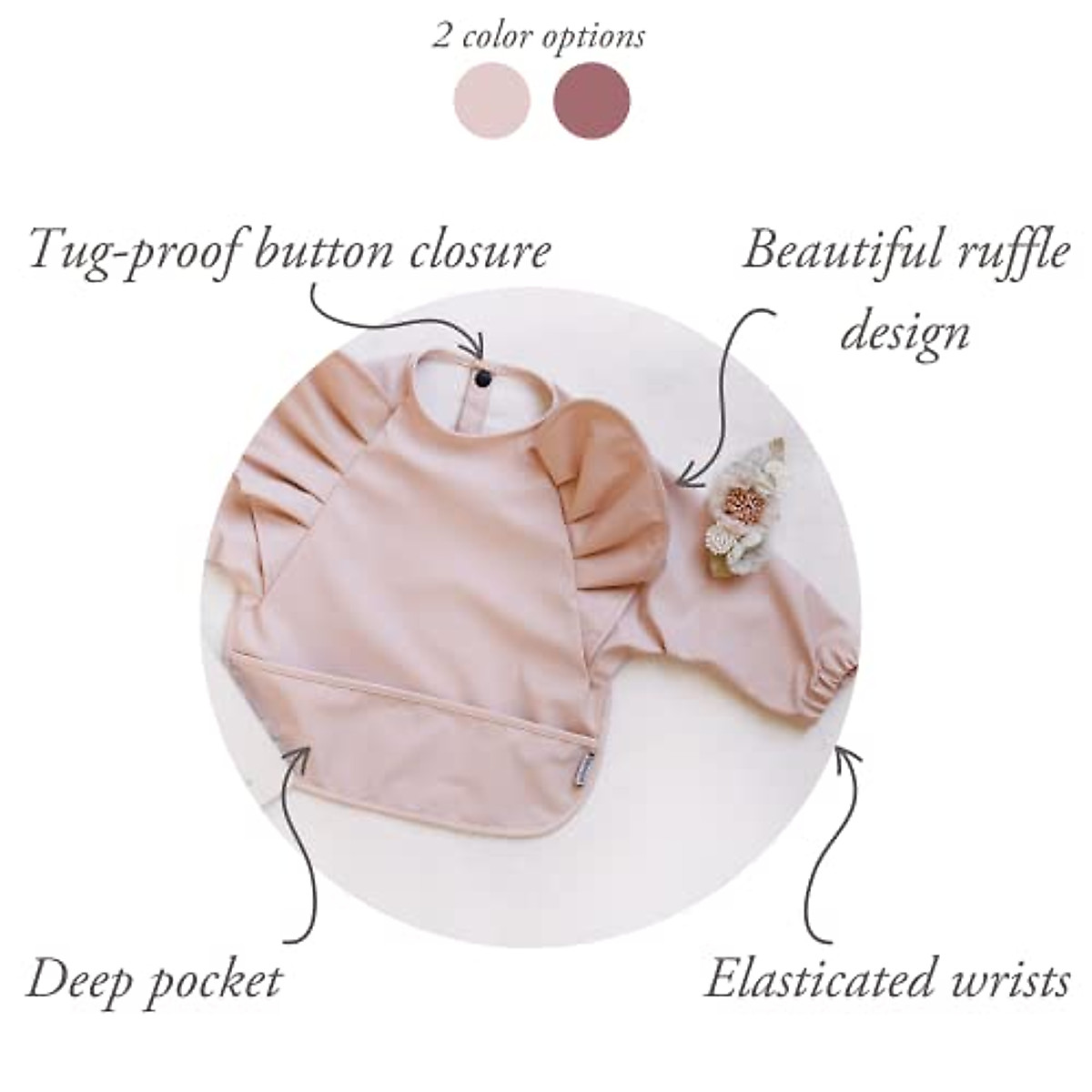 Bibtique Long Sleeve Bibs For Babies 6-24 Months – Waterproof Baby Smock for Eating – Stain Resistant Shirt Bibs For Babies