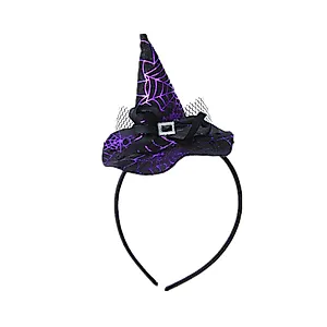 WINZIK Children Halloween Headwear Mini Pointy Witch Hat Cute Hair Hoop Hairband Accessories Cosplay Party Props Decoration (1#)