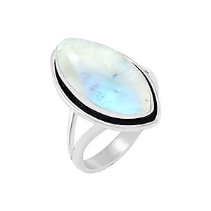 TISHAVI 7.15Cts Moonstone Ring Size 8 For Women, White Stone June Birthstone Jewelry Silver Mother'S Day Gifts For Mom Wife Sister