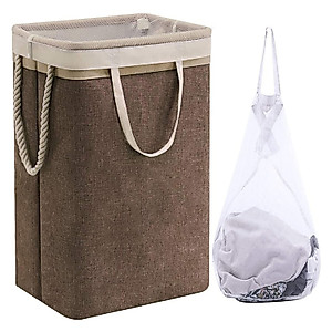 LYZOLICS 72L Collapsible Laundry Hamper, Large Laundry Basket with Lid and Removable Bag, Foldable Dirty Clothes Hamper with Handles for Bedroom Bathroom Closet Toys Clothing Organization (Brown)