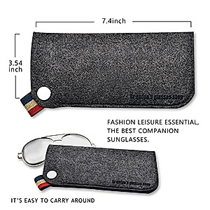 Yonput 2 PCS Thickened Felt Sunglasses Case Portable Eyeglasses Pouch Glasses Bag, Soft Felt Slip-in Pouch Case for Women Men (Black)