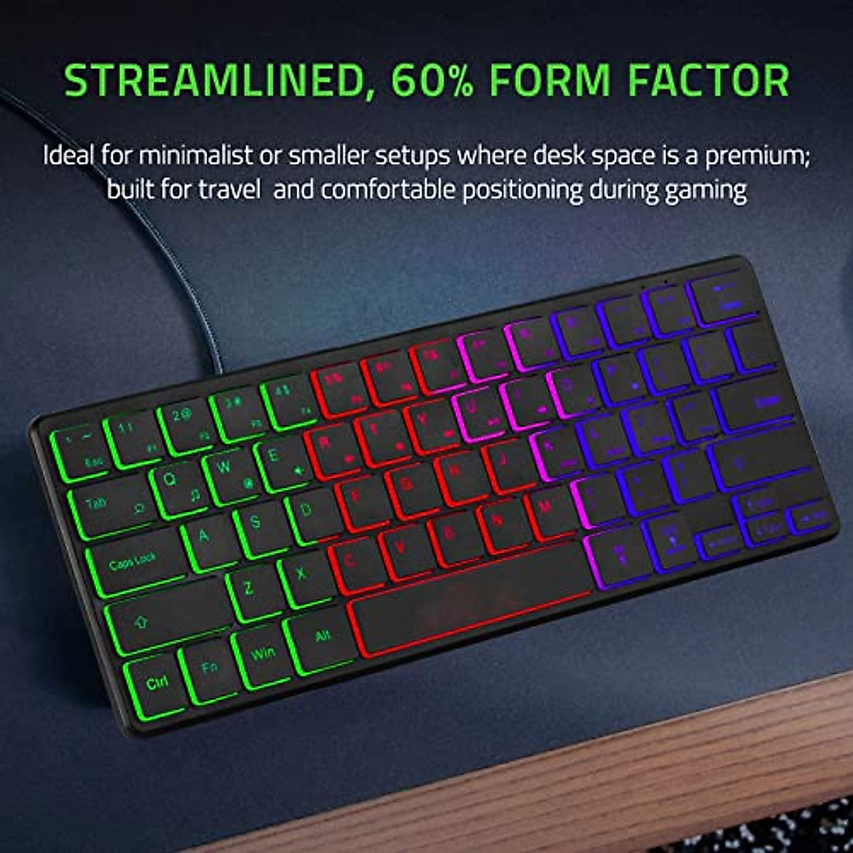 64 Keys Gaming Keyboard Mini Mechanical Illuminated Compact Ergonomic Game Waterproof Three-Color for Typist Travel Business Windows