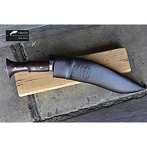 GK&CO. Kukri House Genuine Kukri/khukuri - Authentic 12" 3 Chirra (3 Fuller) The Beast, Full Tang Wooden Handle, Black Leather Sheath Khukuri- Handmade in Nepal Imported