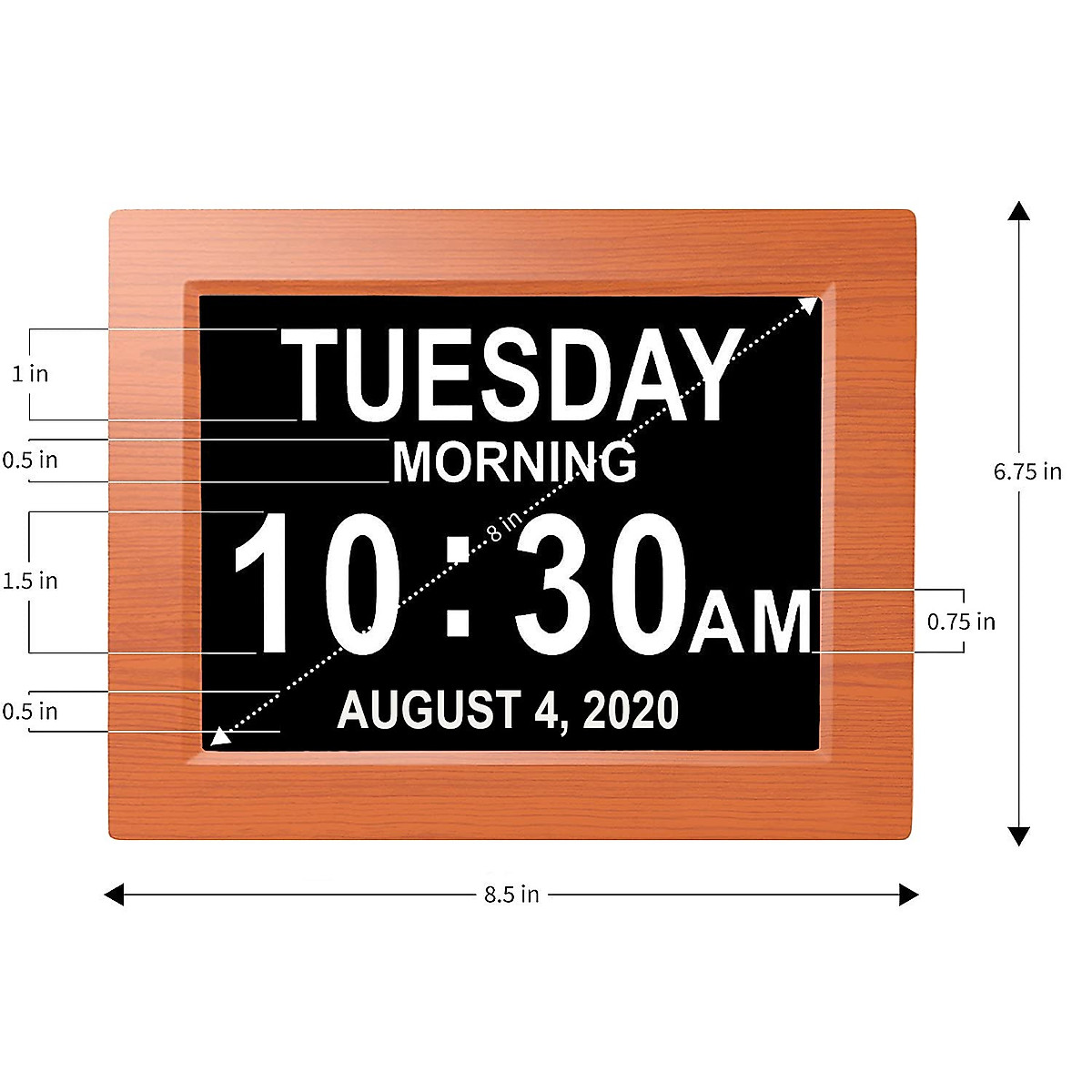 【New 2024】American Lifetime Dementia Clock Large Digital Clock for Seniors, Digital Clock Large Display with custom Alarms Clock with Day & Date for Elderly Large Number Digital Clock Brown Wood Color