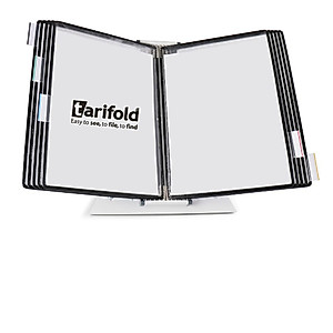 Tarifold® Desktop Reference and Display System, 10 Double-Sided Pockets, Letter-Size, Black-Framed (D271)