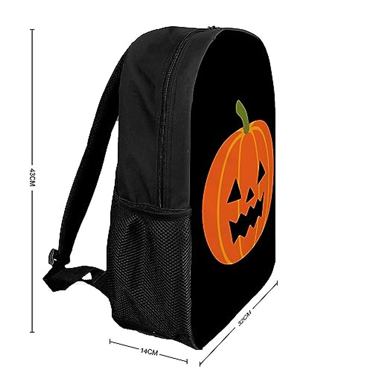 Halloween Pumpkin Travel Backpack Casual 17 Inch Large Daypack Shoulder Bag with Adjustable Shoulder Straps