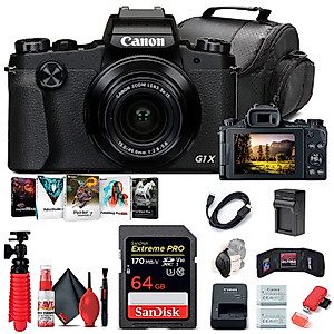 Canon PowerShot G1 X Mark III Digital Camera (2208C001) + 64GB Memory Card + NB13L Battery + Corel Photo Software + Charger + Card Reader + Deluxe Soft Bag + Flex Tripod + More (Renewed)