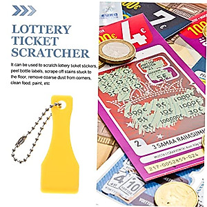 KONTONTY 50 Pcs Scraper Ticket Scratcher Tools Scraper for Pottery Tickets Scraper Tool for Ticket Scratcher Key Ring Scratching Tools Handy Scraper Yellow Plastic