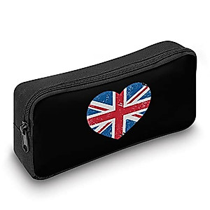 UK Great Britain Retro Heart Flag Pencil Case Pencil Pouch Coin Pouch Cosmetic Bag Office Stationery Organizer