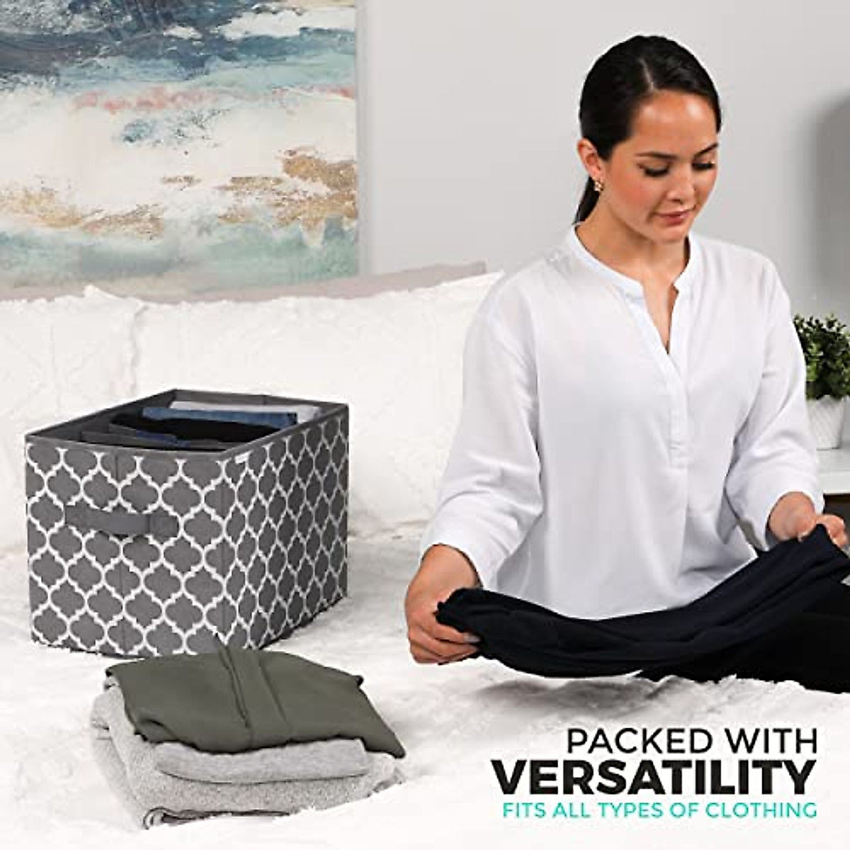 DABROSI Wardrobe Clothes Organizer for Folded Clothes - Pants Organizer - Jean Organizer for Closet (6-grid Large)