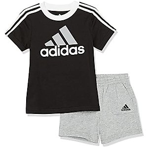 adidas Boys' Baby 2 Piece French Terry Short Set, Black, 24 Months