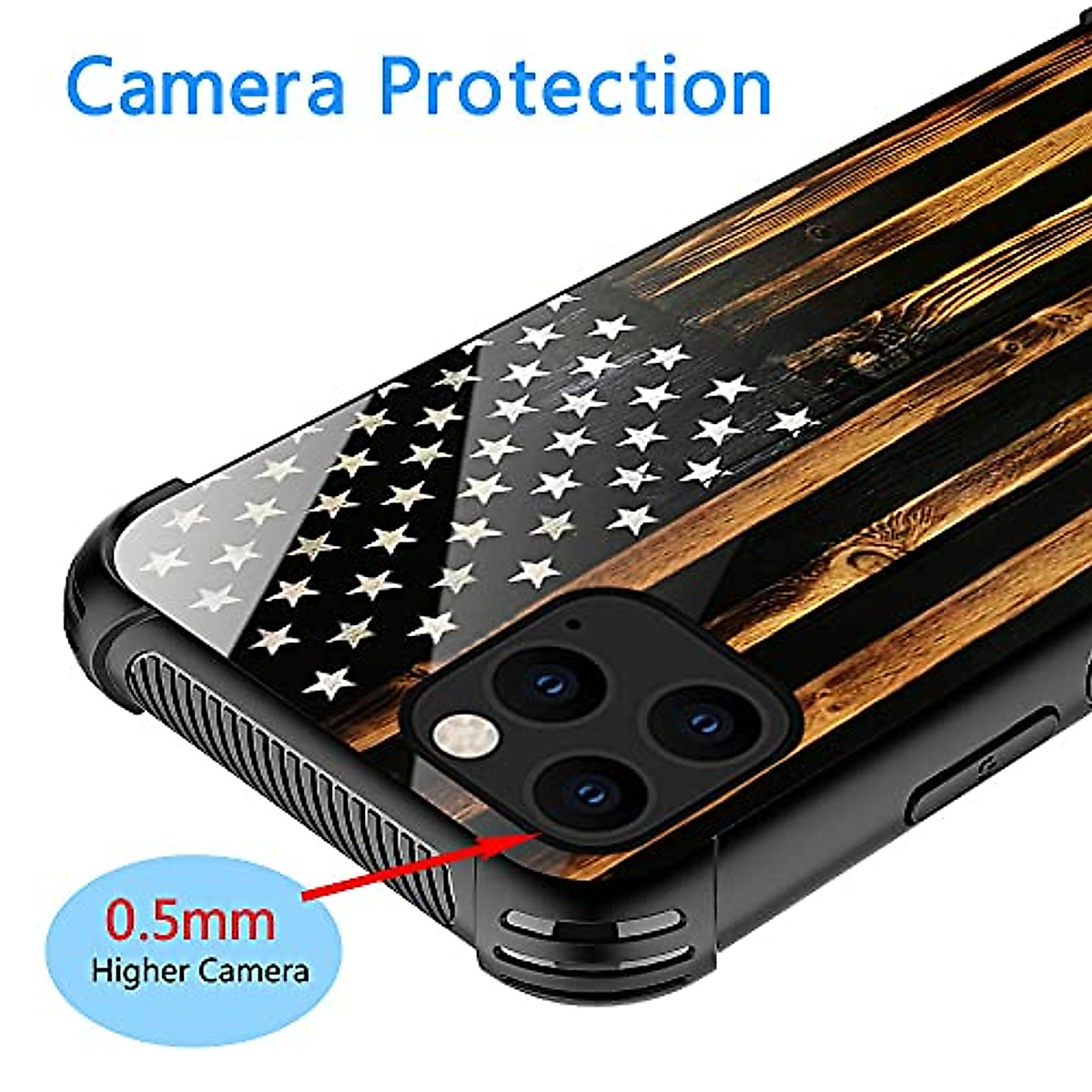 iPhone 11 Case, Classic Wood Grain Old Flag iPhone 11 Cases for Man Boys Girls Dual Layer Shockproof Rugged Cover Soft TPU + Hard PC Bumper Cool Cover Case for iPhone 11