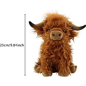 ROSIHA Highland Cow Plush,Cuddly Realistic Cow Stuffed Animal Farm Toy Pillow