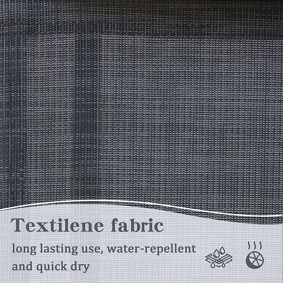 Domi Outdoor C Spring Motion Chair,Patio Bistro Set of 2, All-Weather Conversation Armchair with Ottoman & Quick Dry Textile for Porch,Deck,Yard,Garden,Lawn