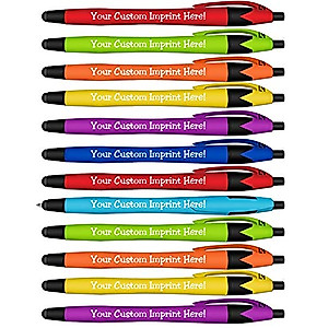 Ballpoint Soft Touch Personalized Ink Pens with Stylus Tip - The Jewel - Click action - Custom - Black writing - Printed Name - Imprinted - Your Logo/Message - FREE PERZONALIZATION (Assorted Colors)