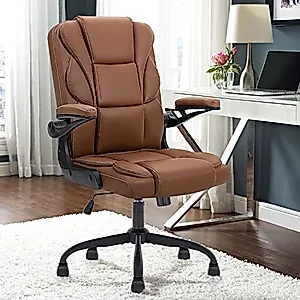 SEATZONE Office Desk Chair, High Back Ergonomic Managerial Executive Chairs, Headrest and Lumbar Support Desk Chairs with Wheels and Armrest, Camel