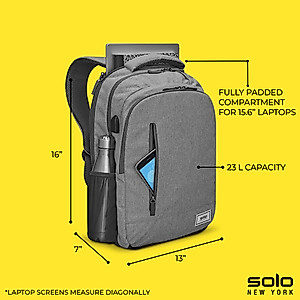 Solo Re:Define Laptop Backpack, Gray, 15.6"