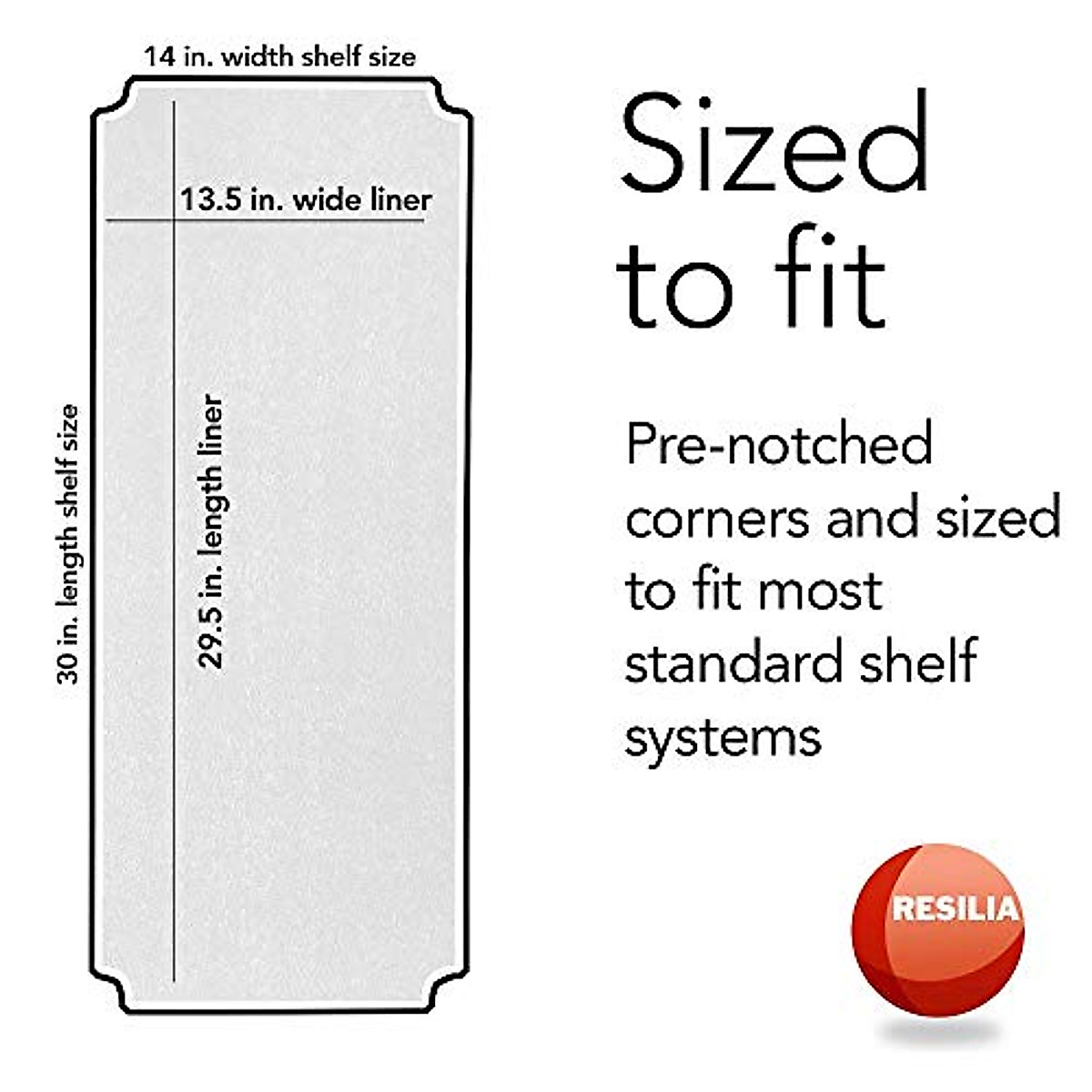 Resilia Shelf Liner Set for Wire Shelving Units – 5 Pack, 14 Inches x 30 Inches, Clear Vinyl, Anti-Slip, Heavy Duty, Made in The USA, for Kitchen, Bathroom, Garage Storage