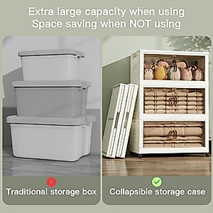 Storage Bins with Lid, 36 Gal Extra Large Collapsible Storage Bins with Private Panel, 3 Packs Stackable Storage Bins with Wheels,Closet Organizers and Storage for Home, Ofiice, Dorm