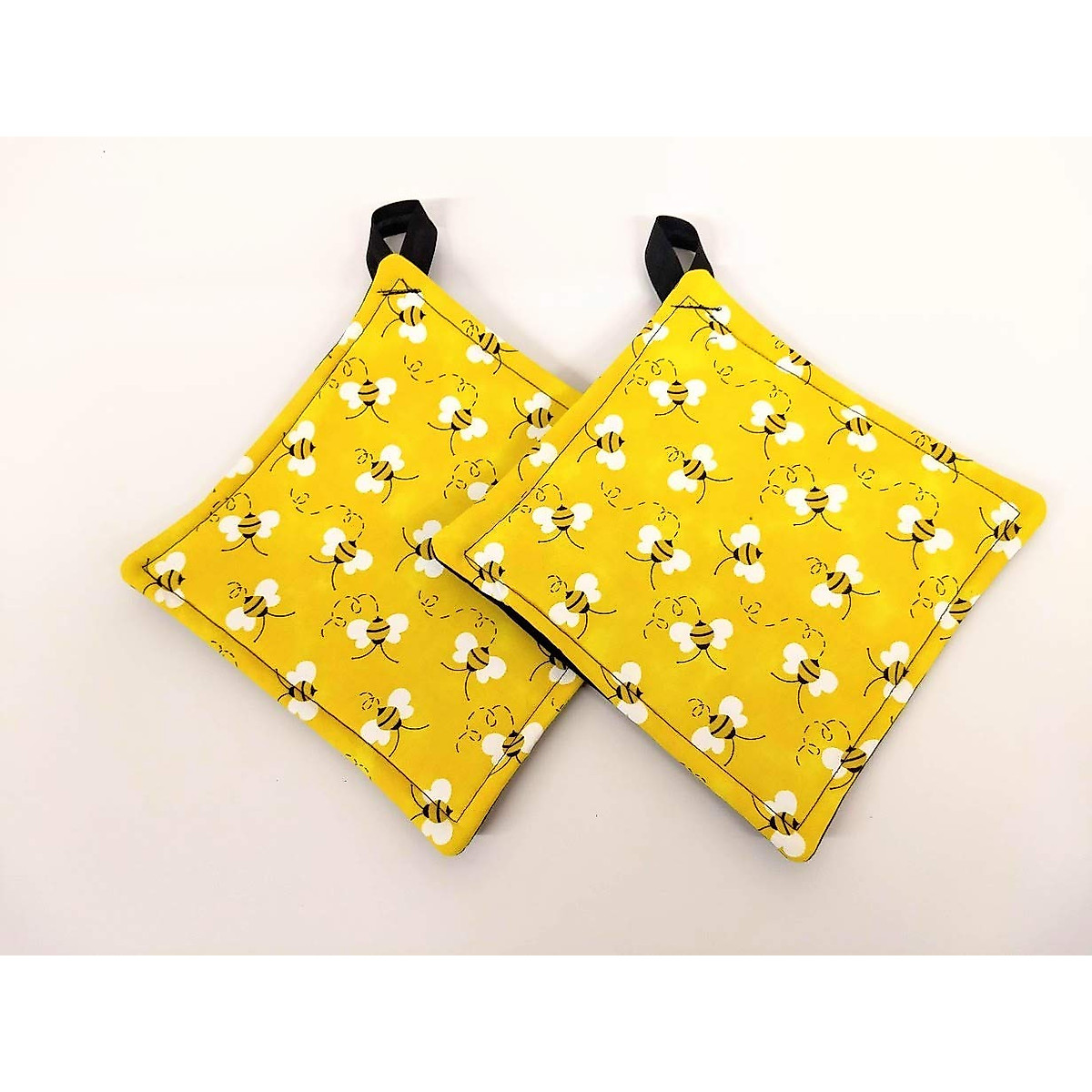 Potholder Set in a Honey Bee Fabric Pattern by Sewuseful Studios LLC