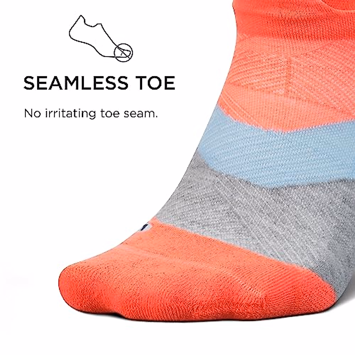 Feetures Elite Max Cushion No Show Tab - Running Socks for Men & Women - Athletic Compression Socks - Moisture Wicking - Medium, Climb Coral