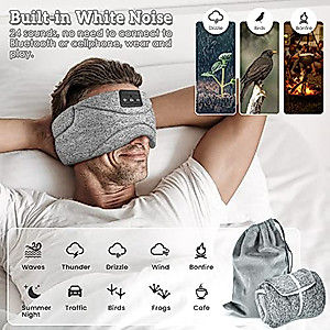 Bluetooth Sleep Mask with Headphones 24 White Noise Ice-Feeling Extra Soft Modal Lining Blackout Sleep Eye Mask Ultra-Thin Sleep Headphones