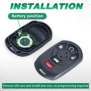 Beefunny Replacement Remote Start Keyless Entry Car Key Shell Case Housing Fob 4+1 Button for Cadillac STS 2005-2007 - M3N65981403 (1)