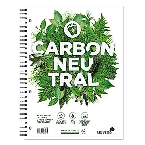 Silvine A4+ Carbon Neutral Wirebound Notebook - Lined with Margin, 120 Pages of Premium CO2 Neutral Paper. Ref R302 [Pack of 5], White