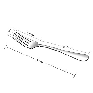 ELLERT 12-Piece Dinner Forks Silverware Set,Food-Grade Stainless Steel Table Forks,Salad Forks,Mirror Polished,Dishwasher Safe,Use for Home,Kitchen or Restaurant (Silver 8 Inches)