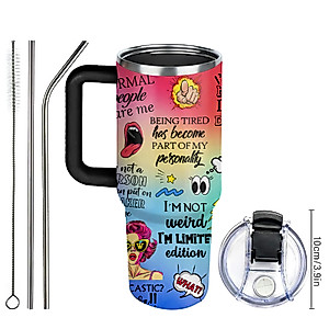 WWHSAI Sarcastic Gifts For Women - Multicoloured Snarky Quotes Travel Tumbler Coffee Mugs 40oz For Women Adult Humor, Funny Girl Gifts Cup, Birthday Sarcasm Gift For Friend Bestie Mom Coworker