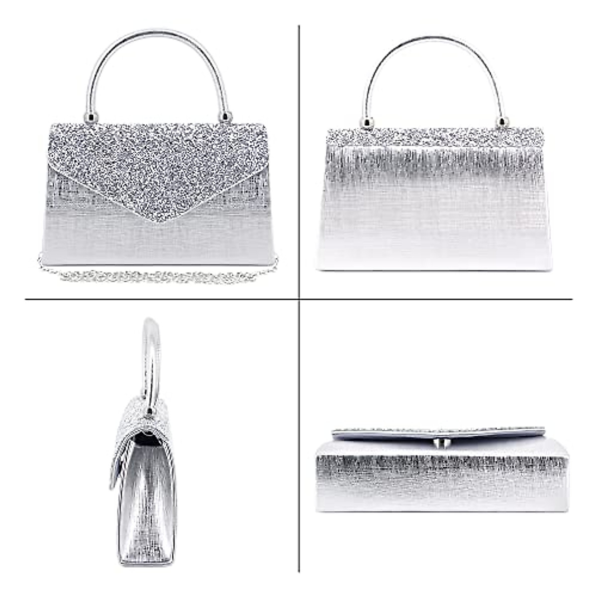 Naimo Glitter Rhinestone Flap Evening Bag Top-Handle Clutch Wedding Prom Party Tote Purse Envelop Handbag