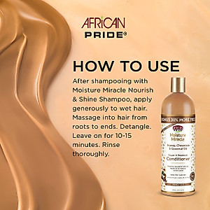 African Pride Ultimate Wash Day Regimen with Moisture Miracle Aloe & Coconut Water Pre-Shampoo, Honey & Coconut Oil Shampoo, Honey, Chocolate & Coconut Oil Conditioner & 5 Essential Oils