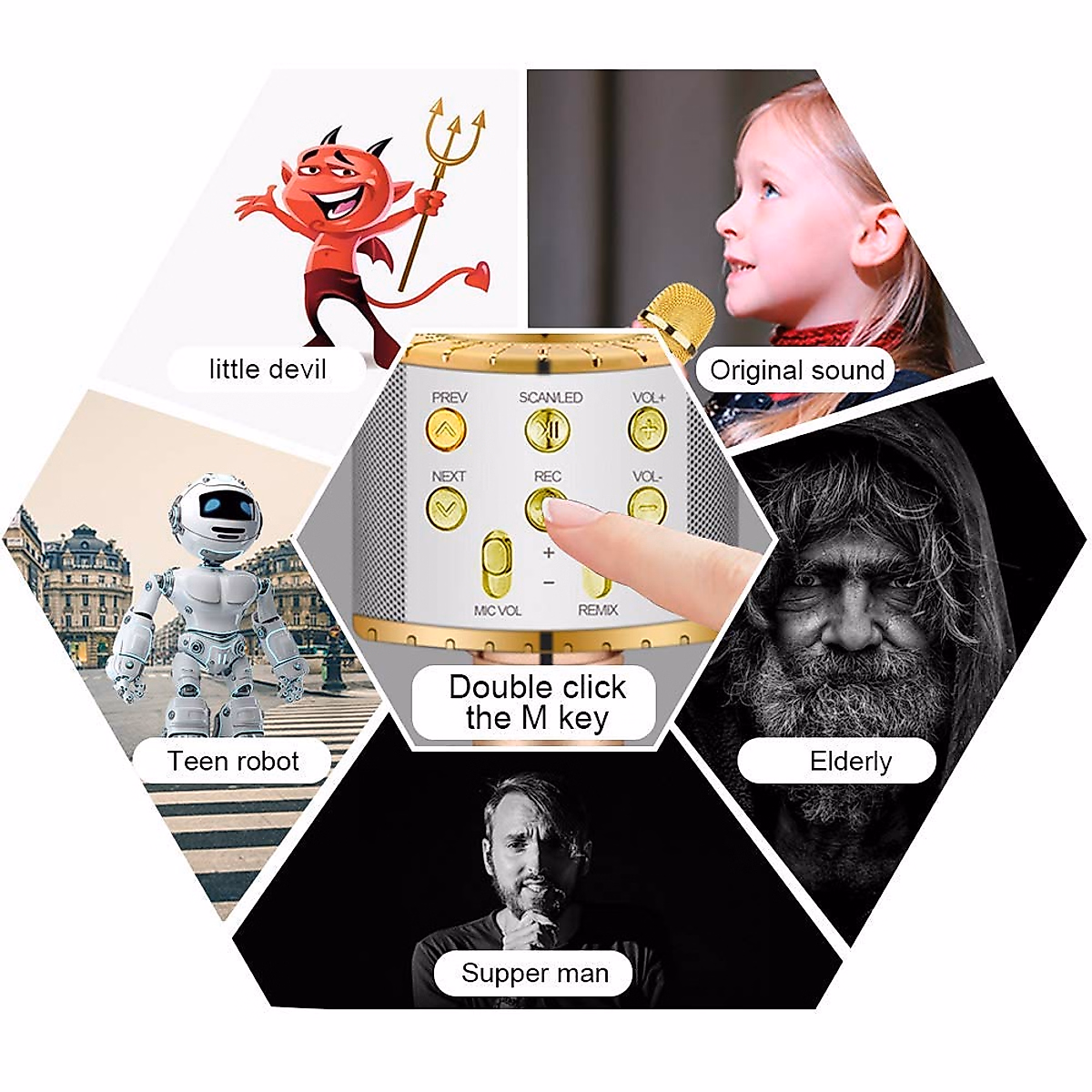 Microphone Kids Karaoke Microphone for Singing, 5 in 1 Bluetooth Microphone with LED Lights Karaoke Machine Portable Mic Speaker Player Recorder for Home Party Birthday (Pink)