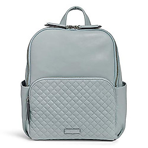 Vera Bradley Women's Leather Carryall Backpack, Dusty Blue, One Size