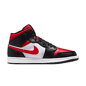Nike Jordan Mens Air Jordan 1 Mid 554724 079 Bred Toe - Size 8, White/Black-red
