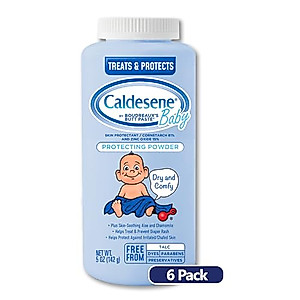 Caldesene Cornstarch Baby Powder with Zinc Oxide, Talc-Free Baby Powder, 5 Oz, 6 Pack