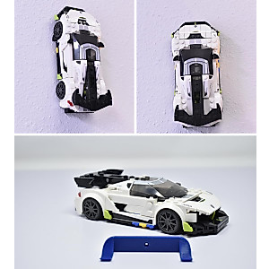 Collectible Car Display Wall Mount Compatible with Lego Speed Champions | Wall Display Mounts Compatible with Lego Racecar Models | Made in USA (Blue, 10 Pack)