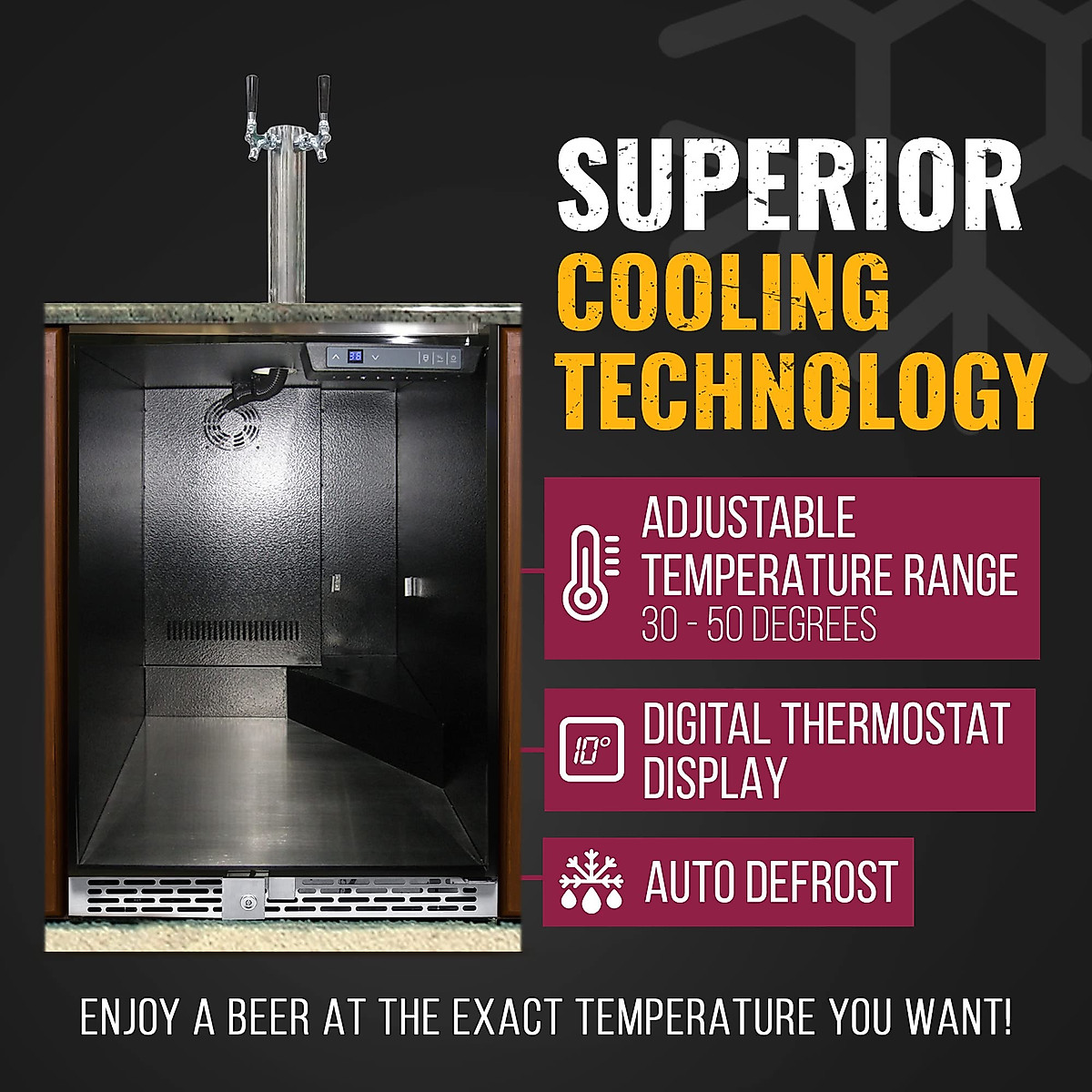 Beer Meister - Beer Kegerator, Draft Beer Dispenser For Home Bar, Beer, Wine, & Bar Soda Dispenser System, Dual Tower w/Stainless Door, Built-in Premium Series, 24.88 x 23.88 x 34.38 inches