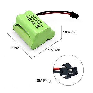 Gecoty 6V RC Battery, 2 Pack 1500mAh Ni-Cd Rechargeable 5-Cells AA Battery Packs with SM 2P Plug for Stunt RC Cars, Trucks, School Bus Toys, Outdoor Solar Light Batteries